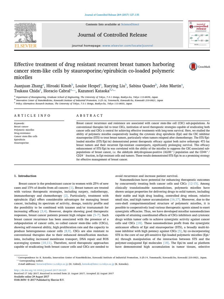 Journal of Controlled Release: Sciencedirect | PDF | Cancer | Nanomedicine