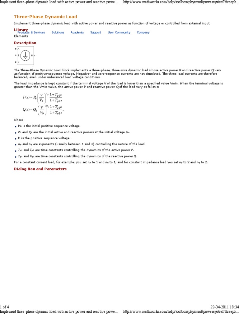 Implement Three Phase Dynamic Load With Active Power And Reactive Power