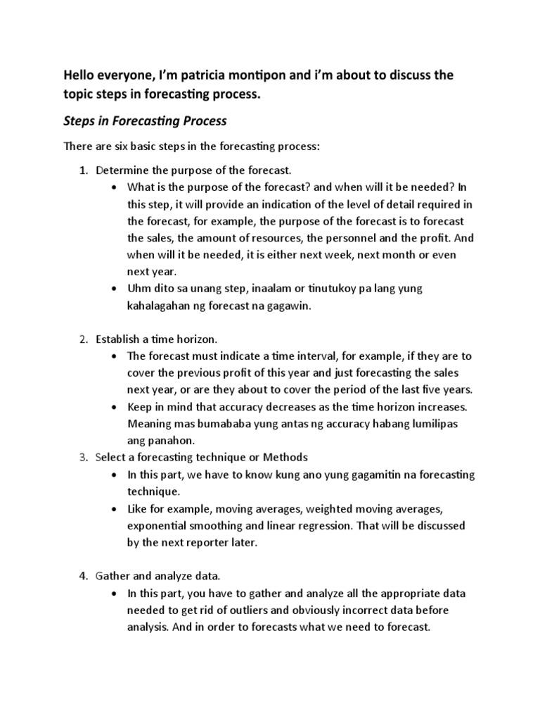 Steps in Forecasting Process | PDF | Forecasting | Time Series