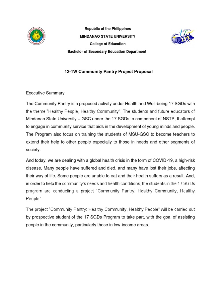 12-1w Community Pantry - Project Proposal | PDF | Foods | Community
