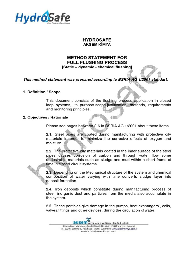 Method Statement For Full Flushing Process | PDF | Corrosion | Water