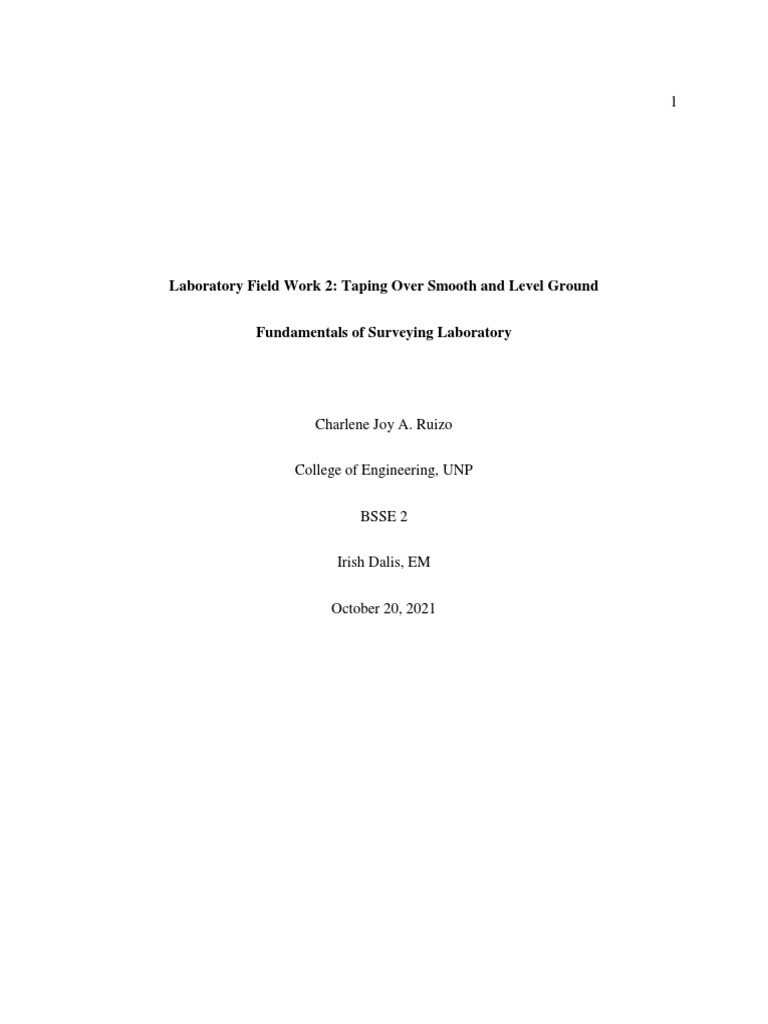 Ruizo, Charlene Joy A. Field Work #1 (Taping Over Smooth and Level ...
