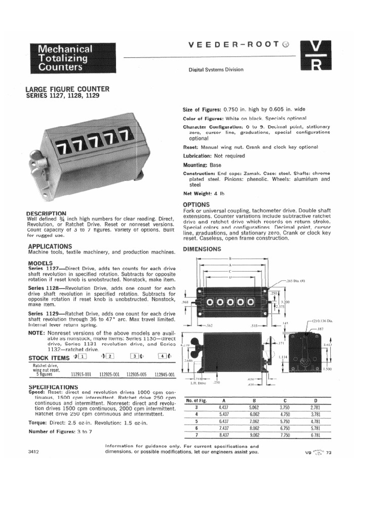 Veeder Root 1128 Counter | PDF