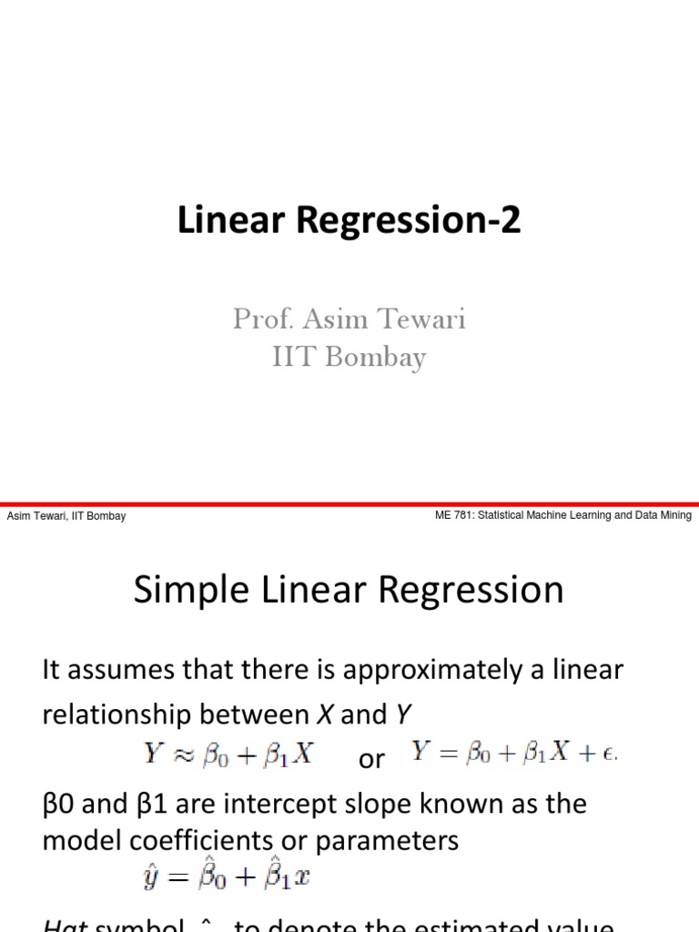 Linear Regression-2: Prof. Asim Tewari IIT Bombay | PDF | Errors And Residuals | Regression Analysis