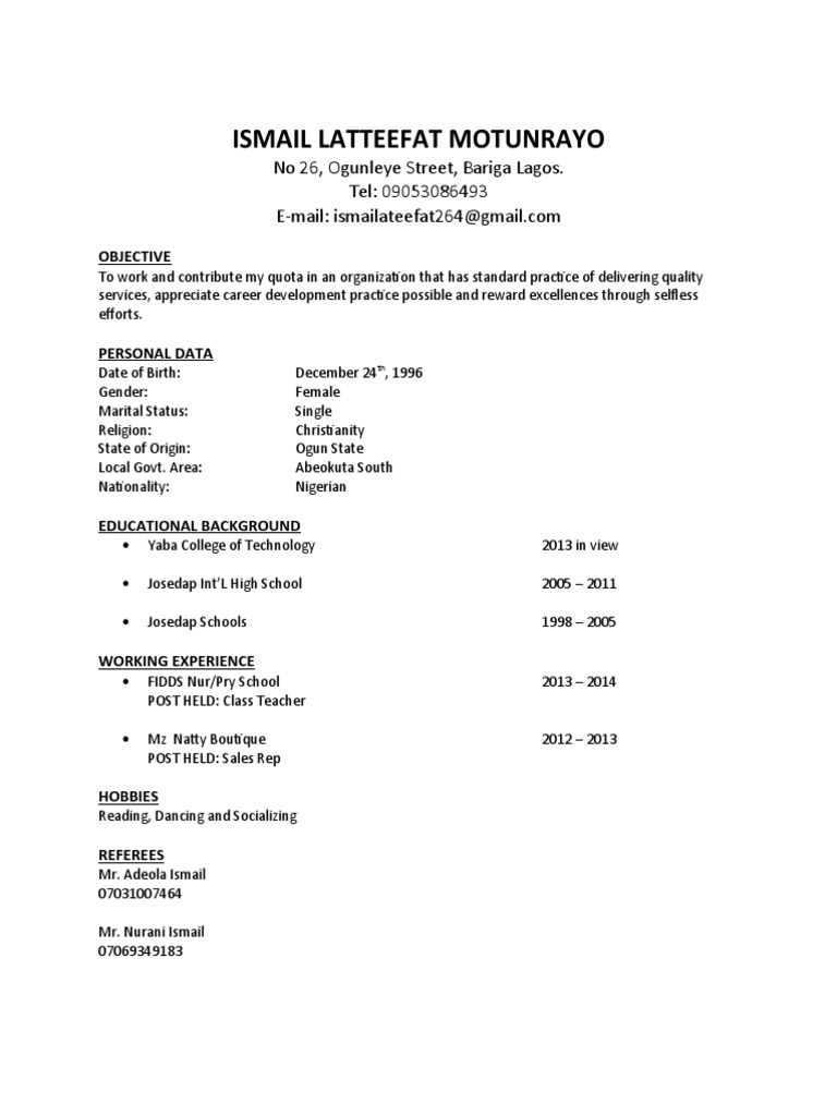 Ismail Latteefat Motunrayo | PDF