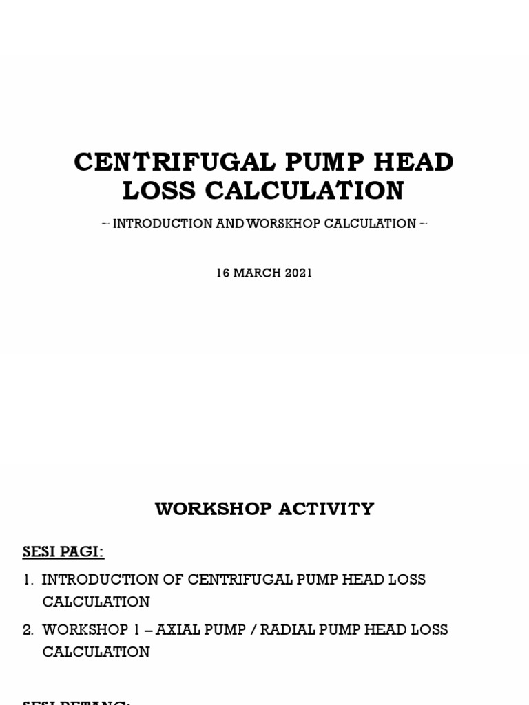 Centrifugal Pump Head Loss Calculation | PDF