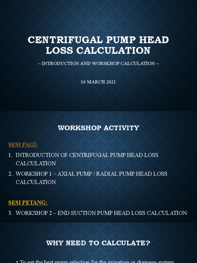 Centrifugal Pump Head Loss Calculation | PDF