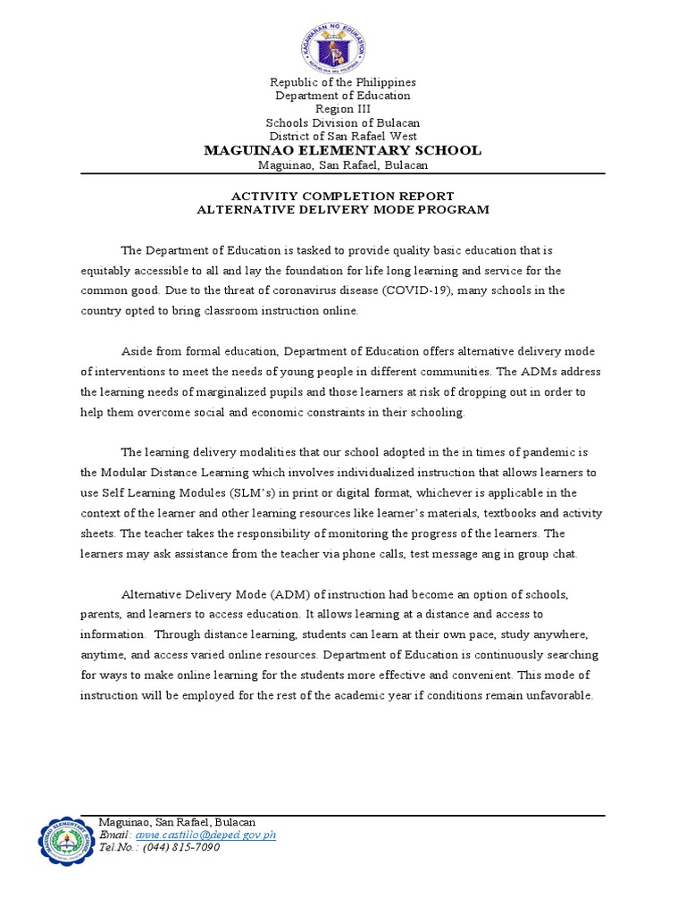 Acr-Mes-Alternative Delivery Mode | PDF | Learning | Distance Education