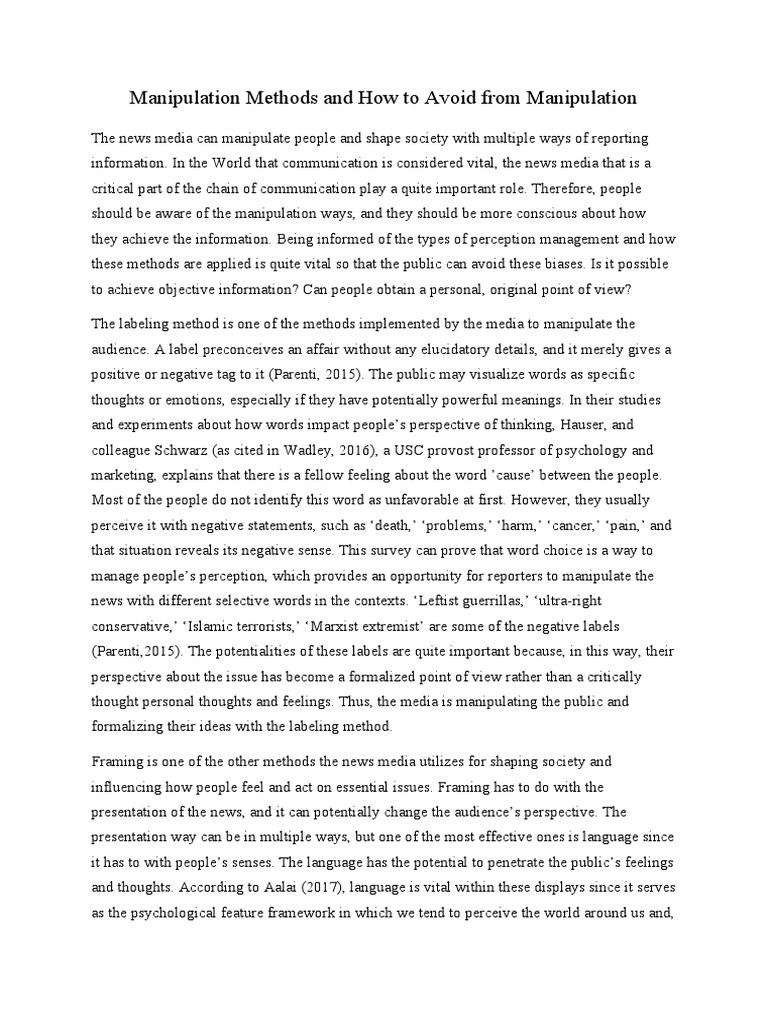 Manipulation Methods and How To Avoid From Manipulation | PDF | Thought ...