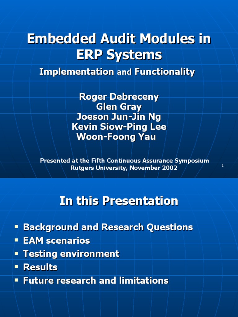 Embedded Audit Modules in ERP Systems | PDF | Enterprise Resource ...