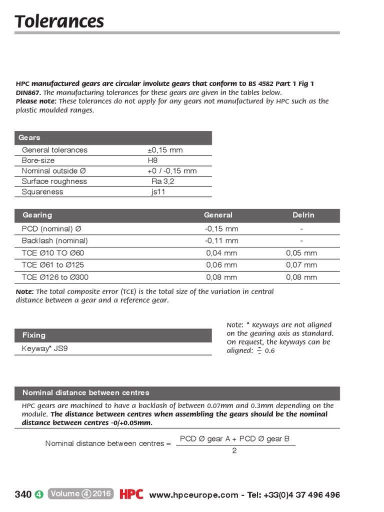Gear Tolerances and Specifications | PDF
