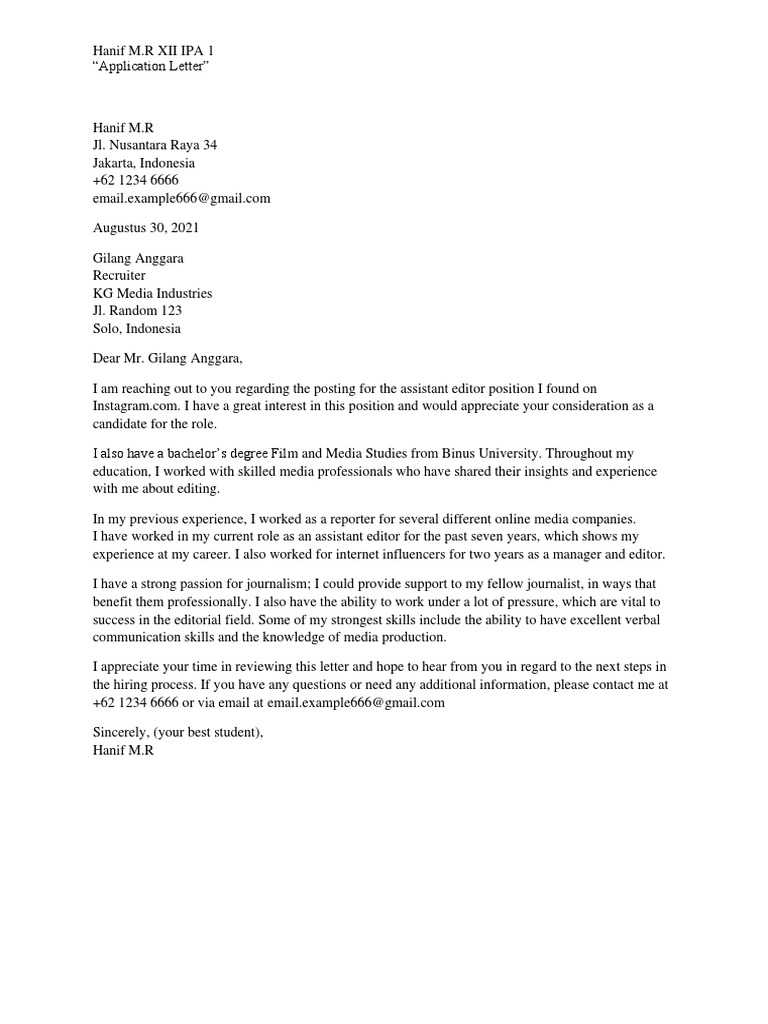 Application Letter | PDF