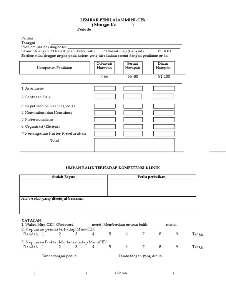 LEMBAR PENILAIAN MINI-CEX | PDF