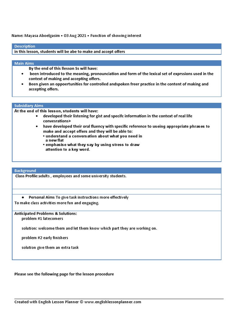 LP Making Offers - Mayasa - Aboelgasim | PDF | Learning ...