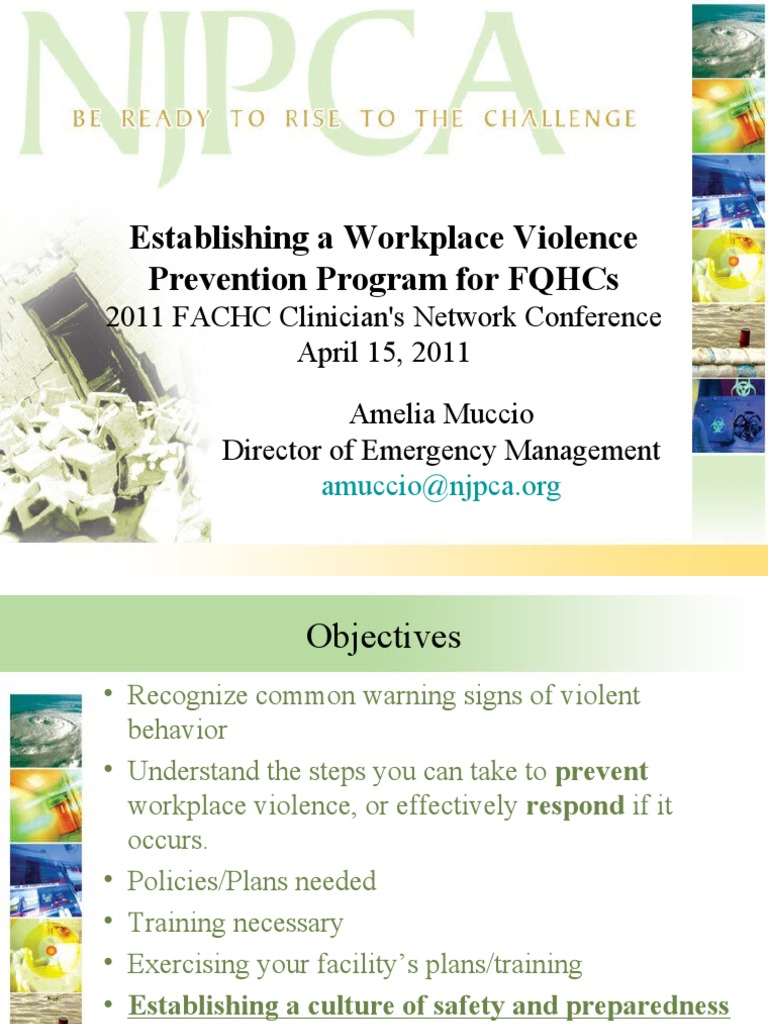 Establishing A Workplace Violence Prevention Program For Fqhcs | PDF ...