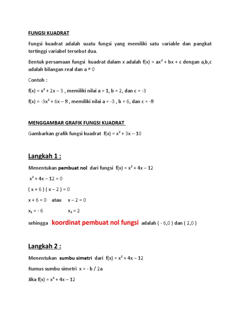 Fungsi Kuadrat | PDF | Metode & Bahan Ajar