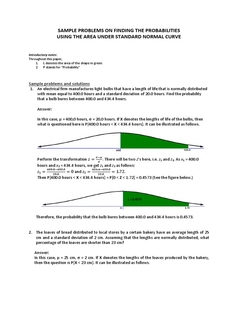 Sample Problems On Normal Distribution | PDF | Normal Distribution ...