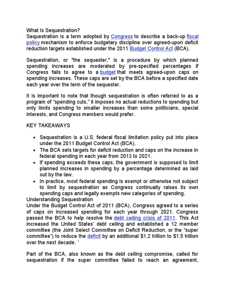 J What Is Sequestration | PDF | United States Budget Sequestration In ...