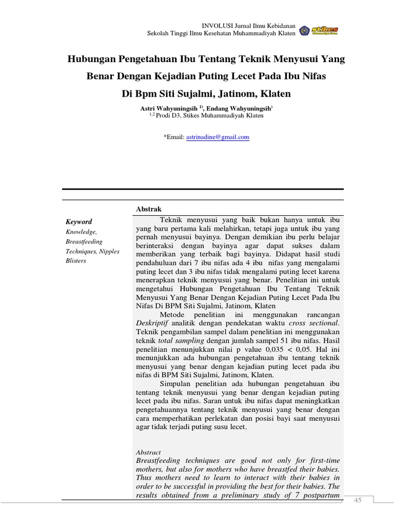Pengetahuan Ibu dan Puting Lecet Nifas | PDF | Pengembangan Diri