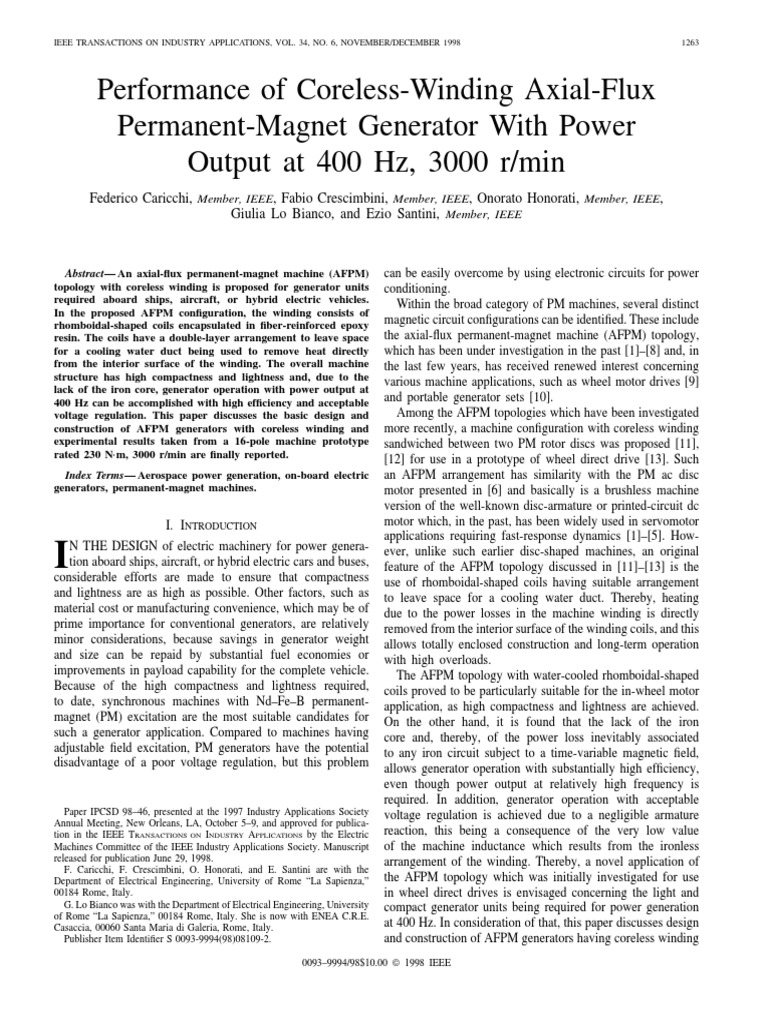 Performance of Coreless Winding Axial FL | PDF | Electric Motor | Inductor