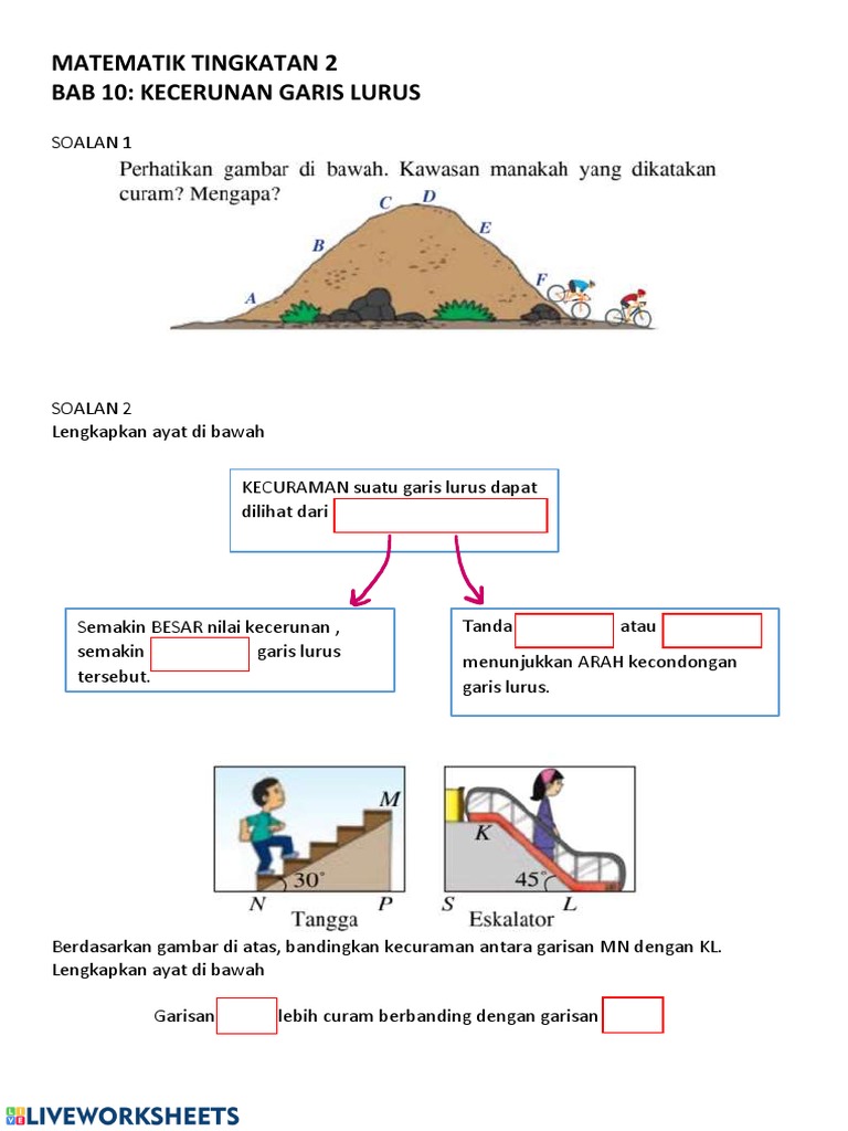 Matematik Tingkatan 2 Bab 10: Kecerunan Garis Lurus | PDF