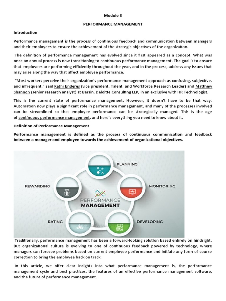 Module 3 Performance Management | PDF | Performance Appraisal | Goal