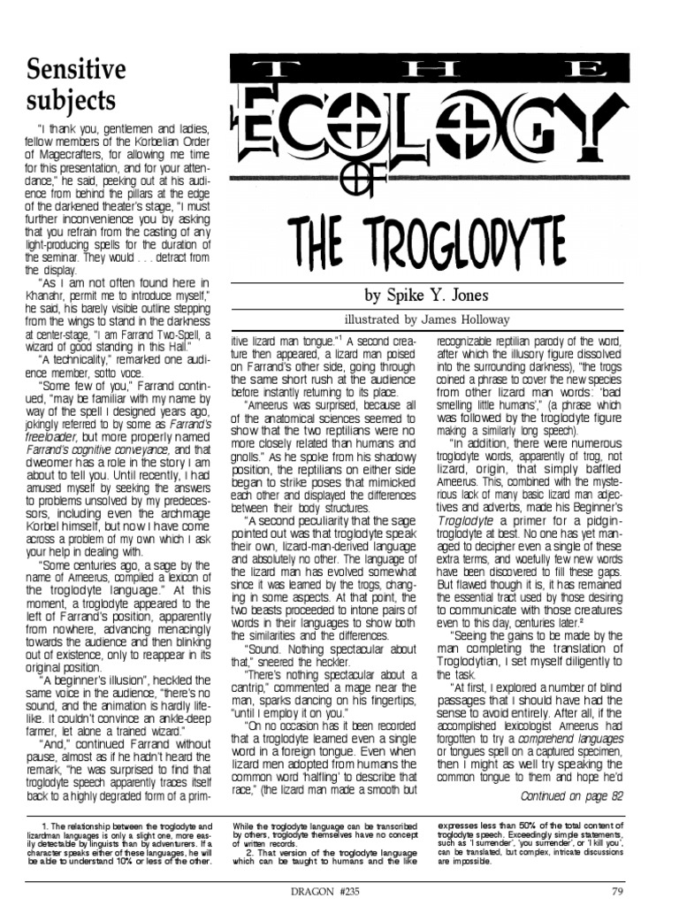 Dragon #235 - The Ecology of The Troglodyte | PDF | Olfaction | Odor