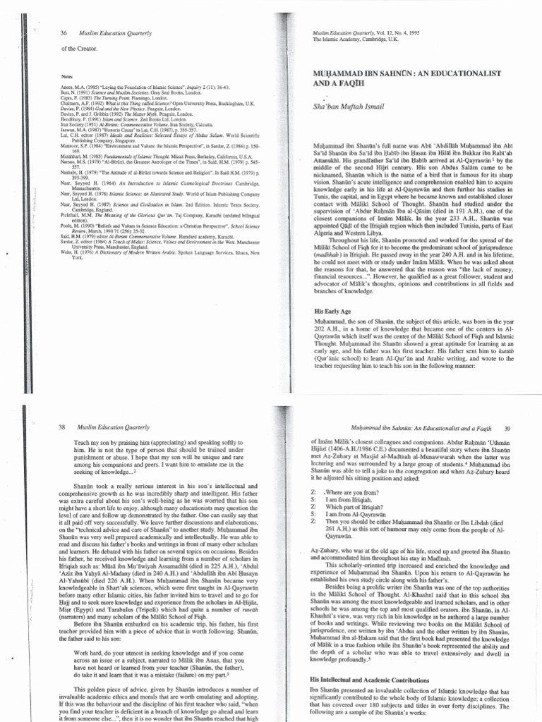 Muhammad Ibn Sahnun-An Education A List and A Faqih | PDF | Hadith ...