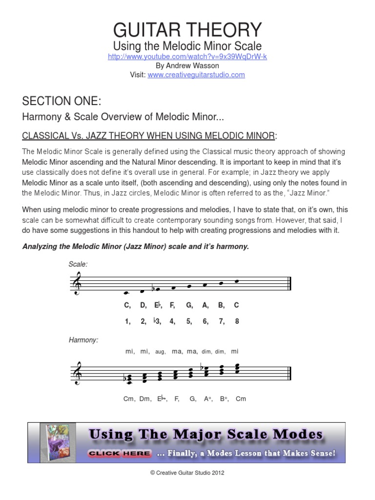 Using The Melodic Minor Scale | PDF | Minor Scale | Scale (Music)