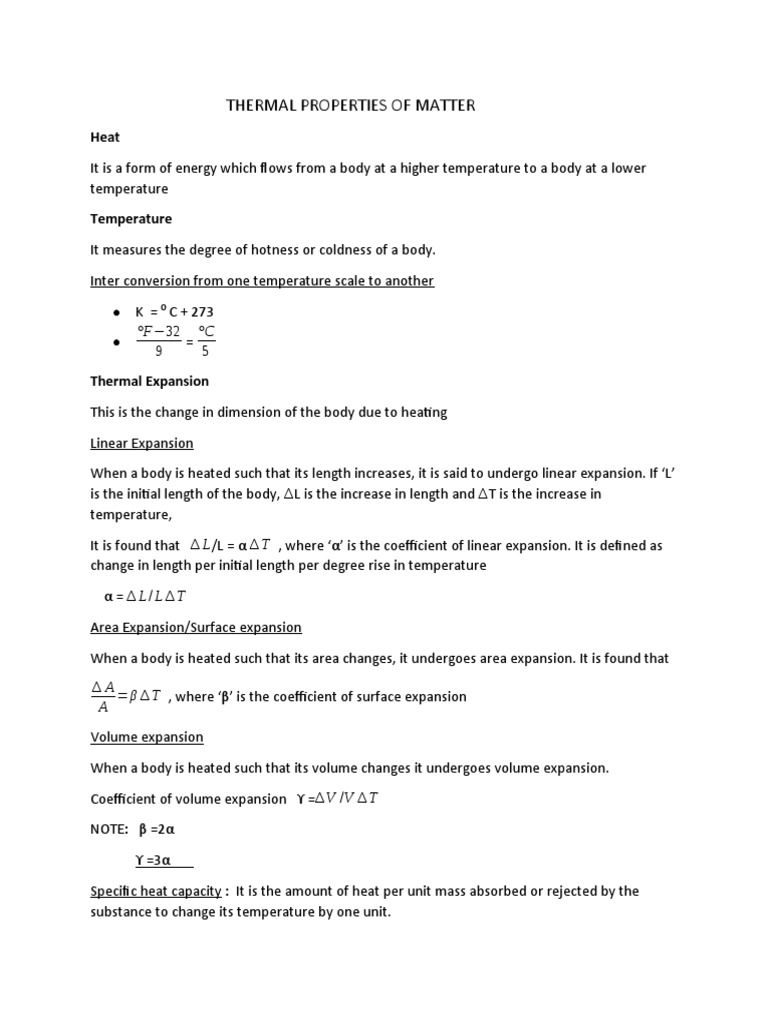 Thermal Physics Essentials | PDF | Thermal Expansion | Gases