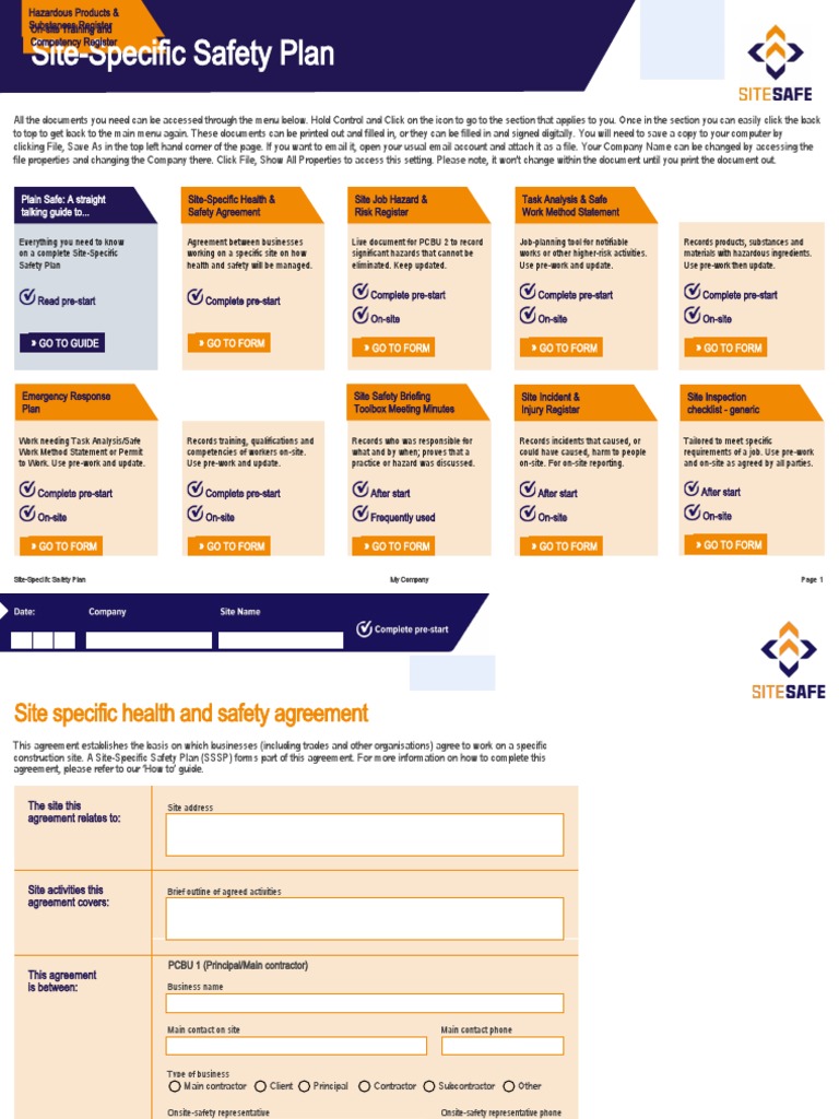Site-Specific Safety Plan: Plain Safe: A Straight Talking Guide To ...