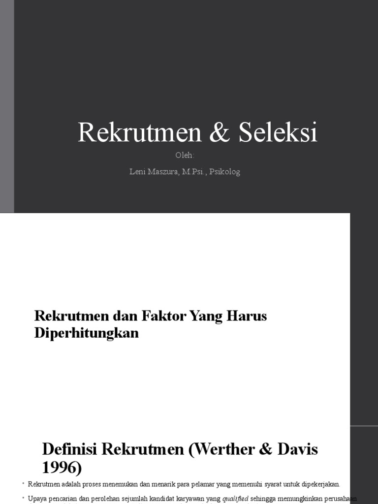 Rekrutmen Dan Seleksi | PDF