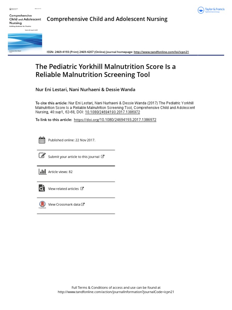 PYMS Is A Reliable Malnutrition Screening Tools | PDF | Malnutrition ...