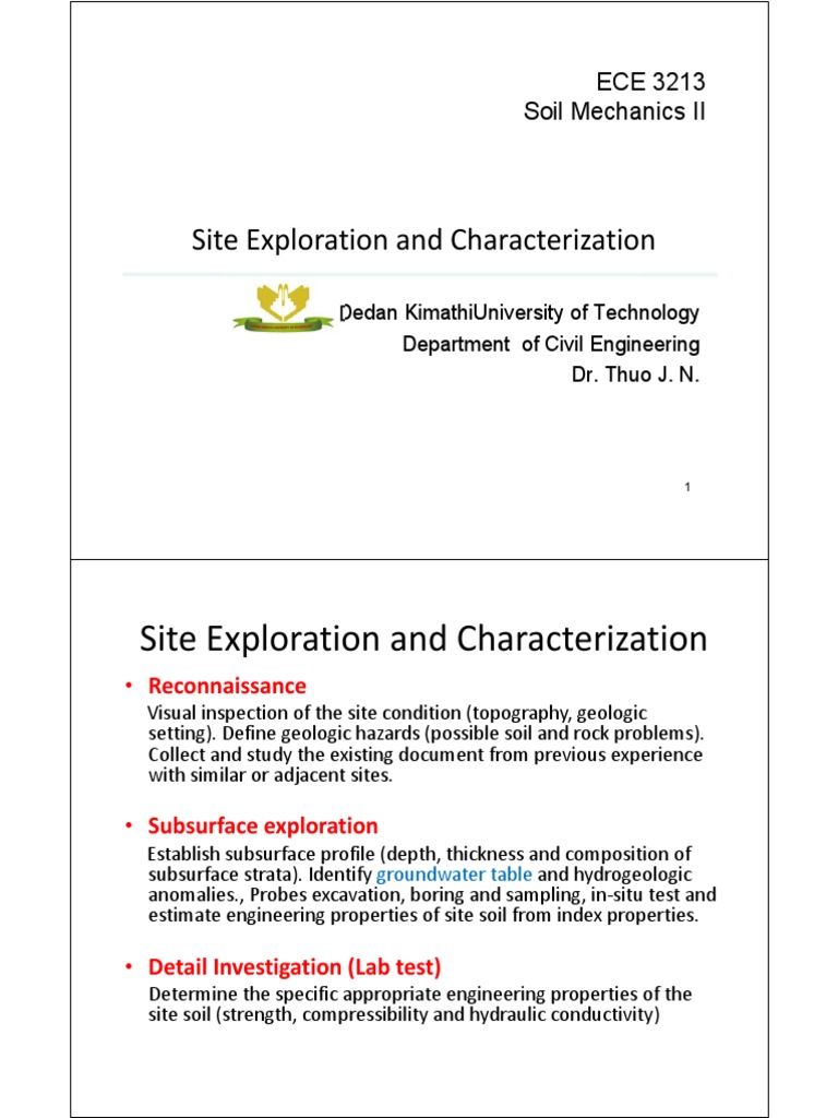 Site Investigation | PDF | Geotechnical Engineering | Civil Engineering