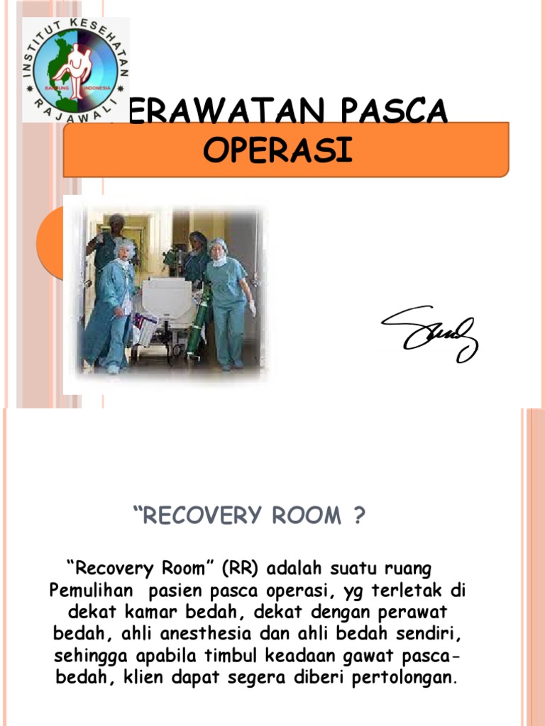 Panduan Perawatan Pasca Operasi di RR | PDF