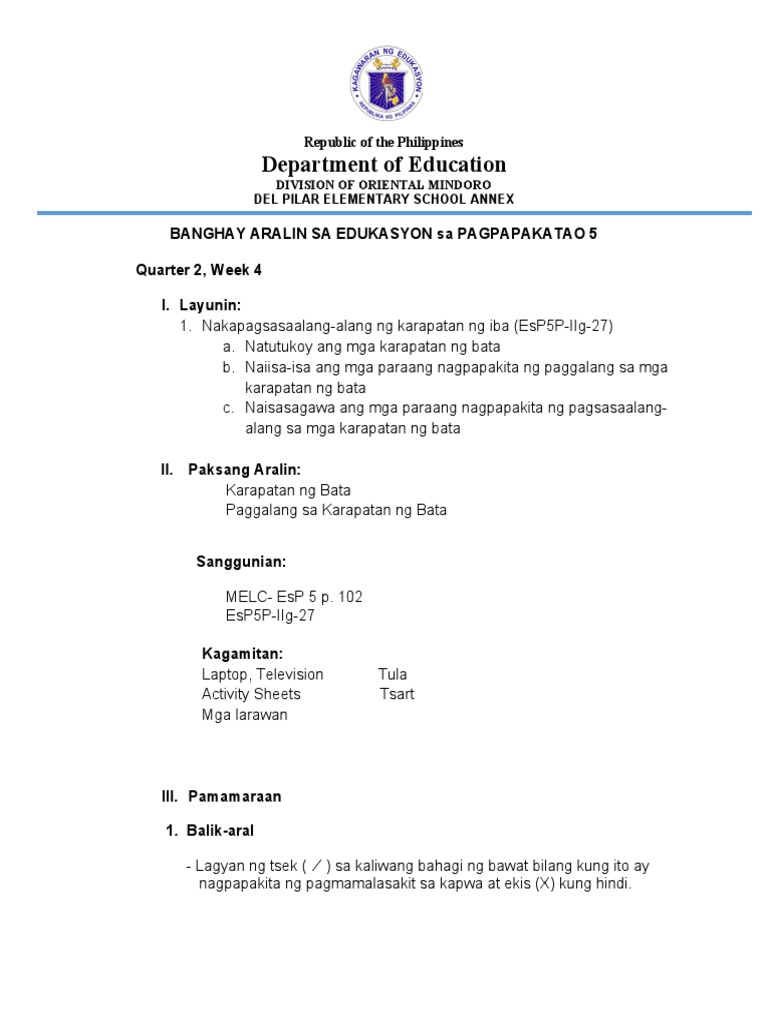 Observation-No.2 Filipino 5 | PDF