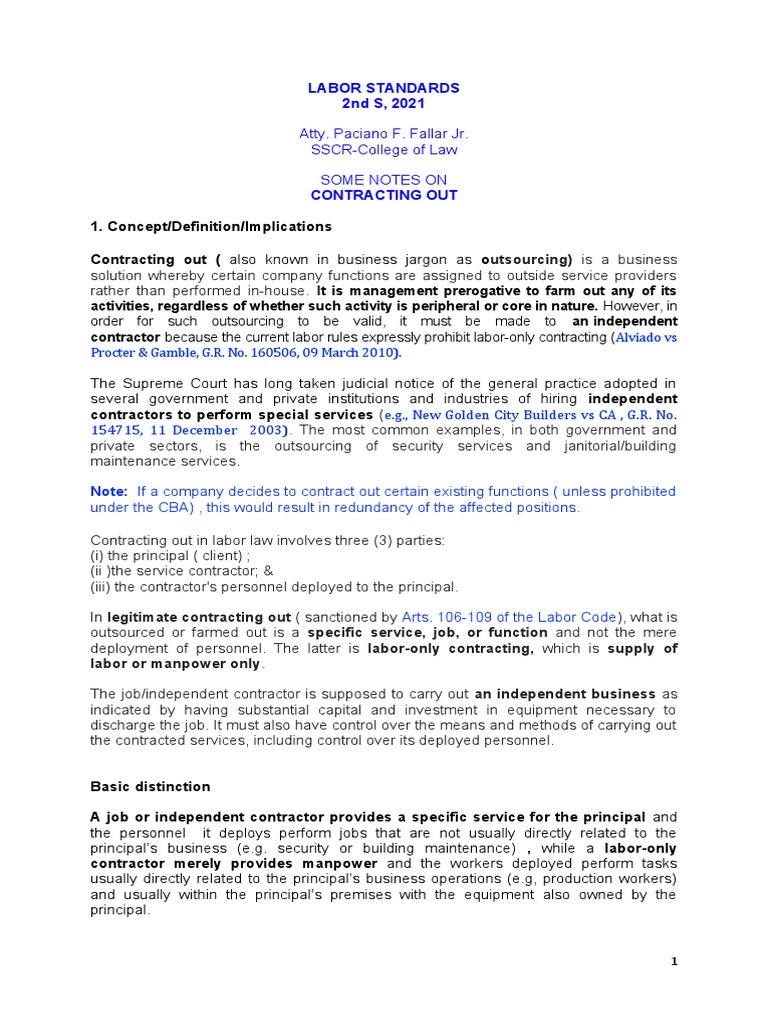 Utsourcing) Is A Business: Atty. Paciano F. Fallar Jr. SSCR-College of ...
