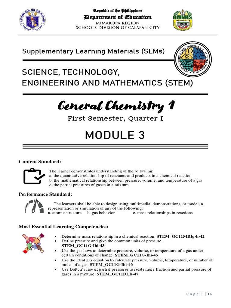 STEM General Chemistry1 Q1 M3 | PDF | Pascal (Unit) | Gases