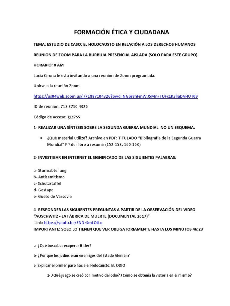 Actividad Holocausto | PDF | El Holocausto | Alemania nazi