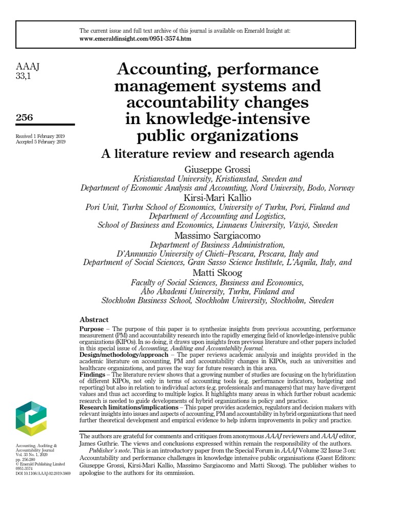 Accounting, Performance Management System | PDF | University ...