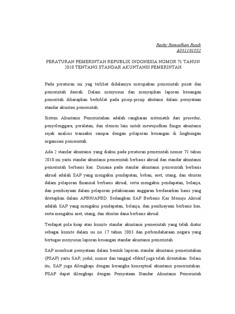 Review PP 71 Tahun 2010 | PDF