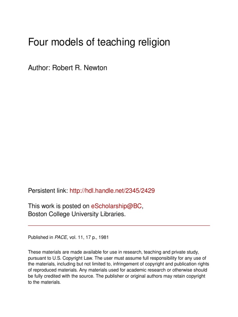 4 Models of Teaching Religion | PDF | Religious Studies | Teachers