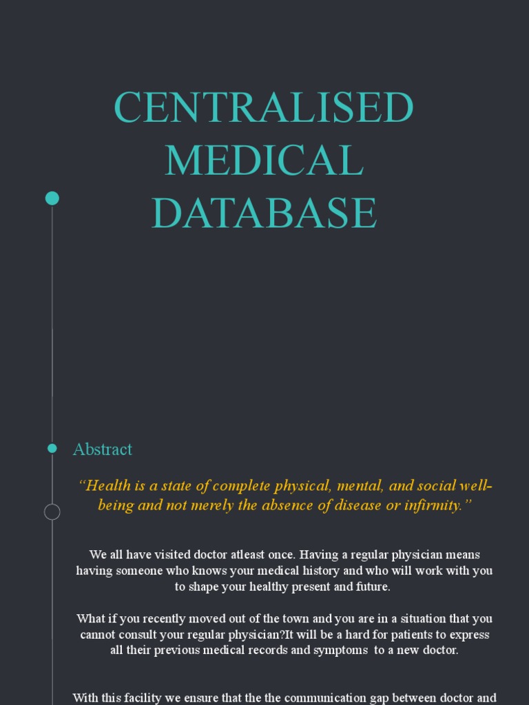 Centralised Medical Database | PDF | Physician | Medicine