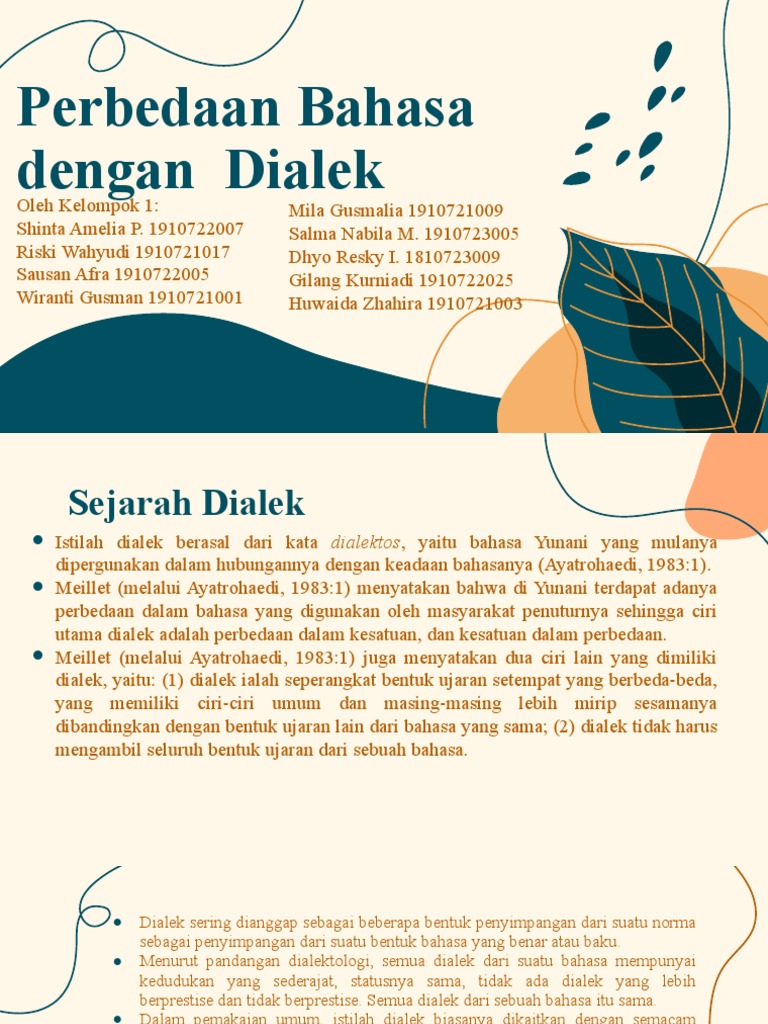 Perbedaan Dialek Dan Bahasa | PDF
