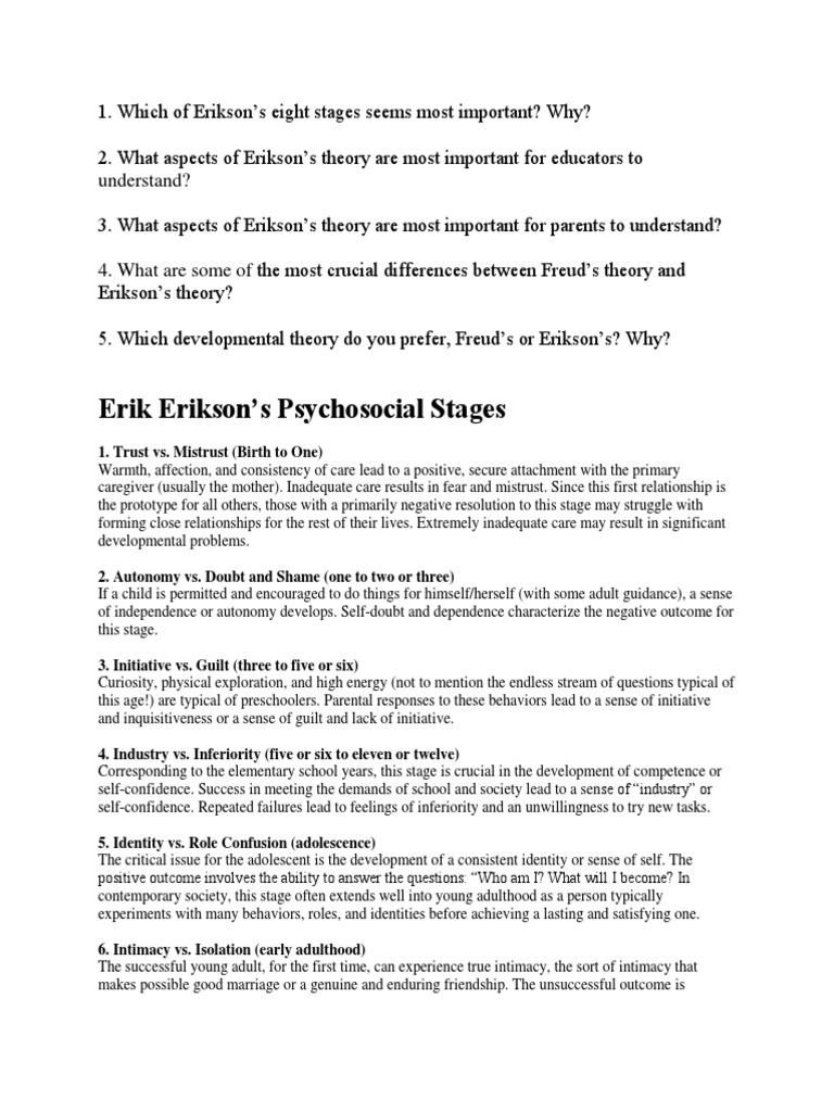 Understanding Erikson's Stages of Development | PDF | Social Psychology ...