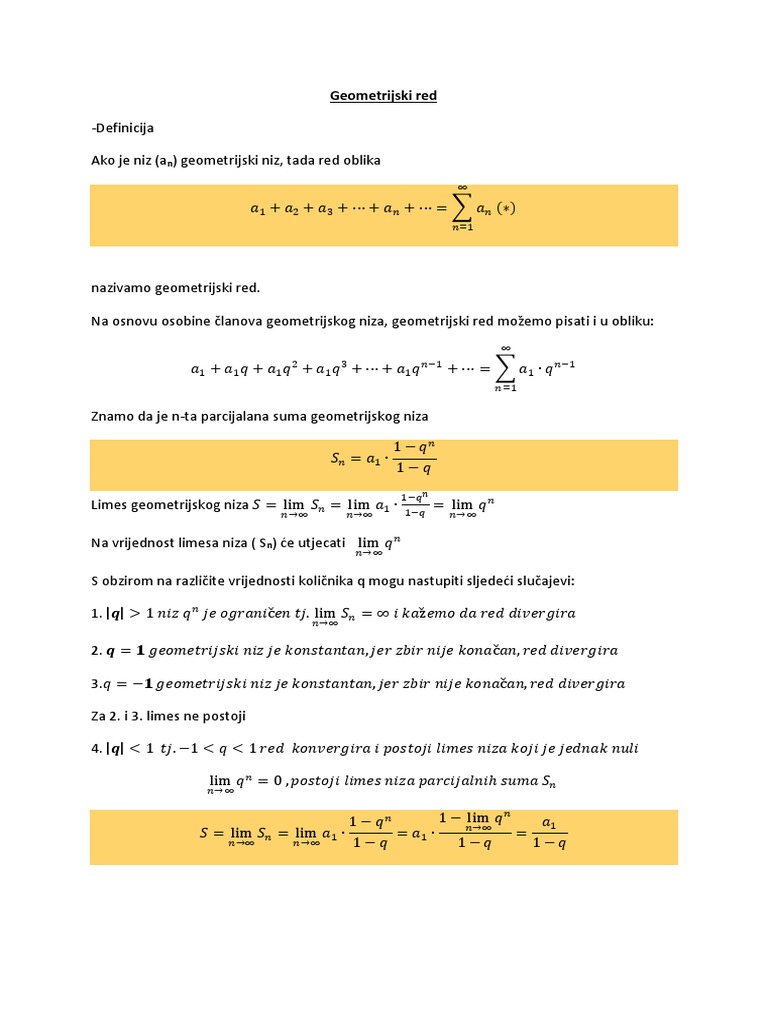 Geometrijski Red | PDF