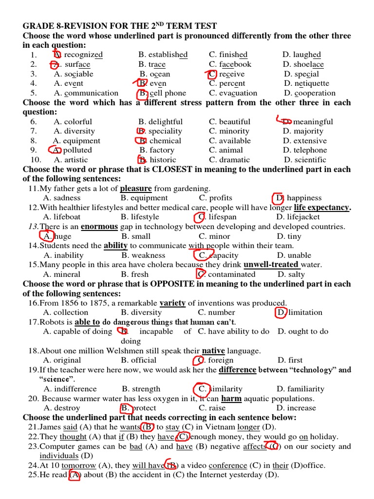 Grade 8 revision test prep | PDF | Online And Offline | Etiquette