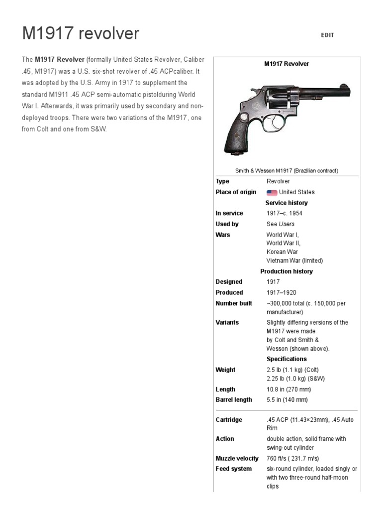M1917 Revolver - Military Wiki - Fandom | PDF | Tools | Handgun