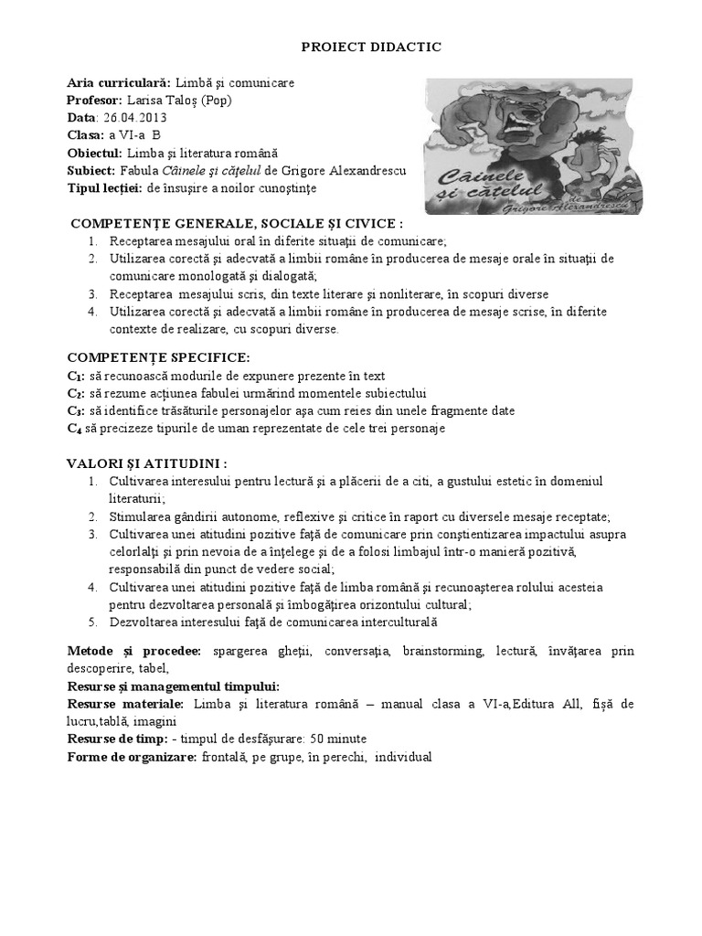 Proiect Didactic | PDF