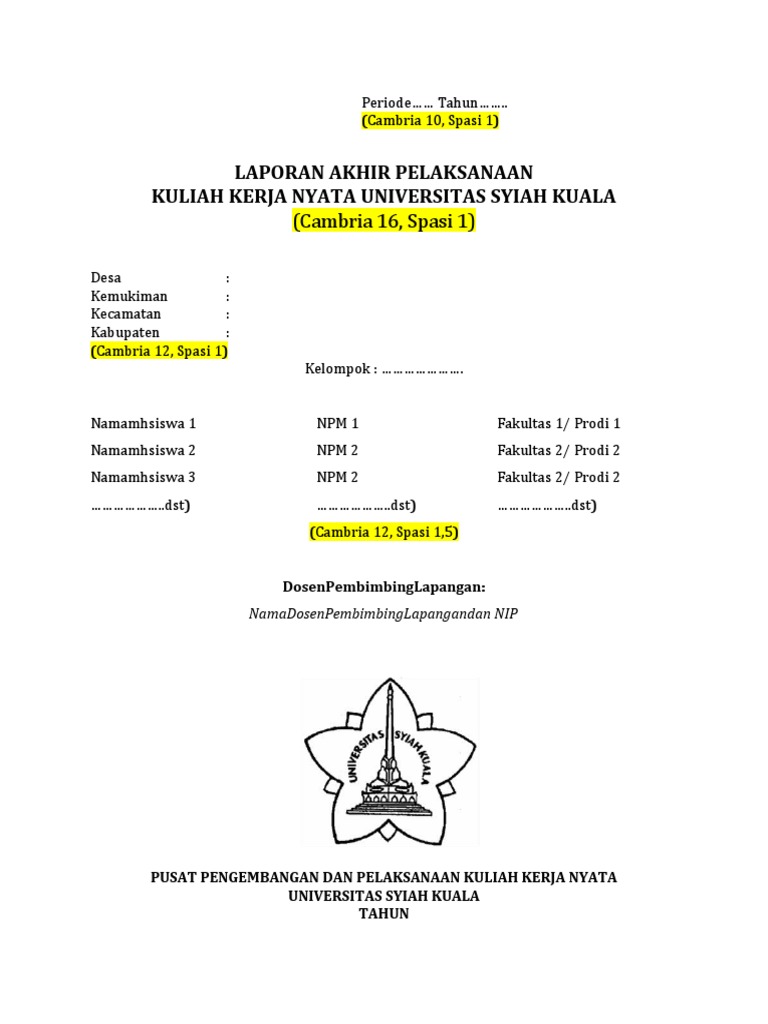 Format Laporan KKN | PDF